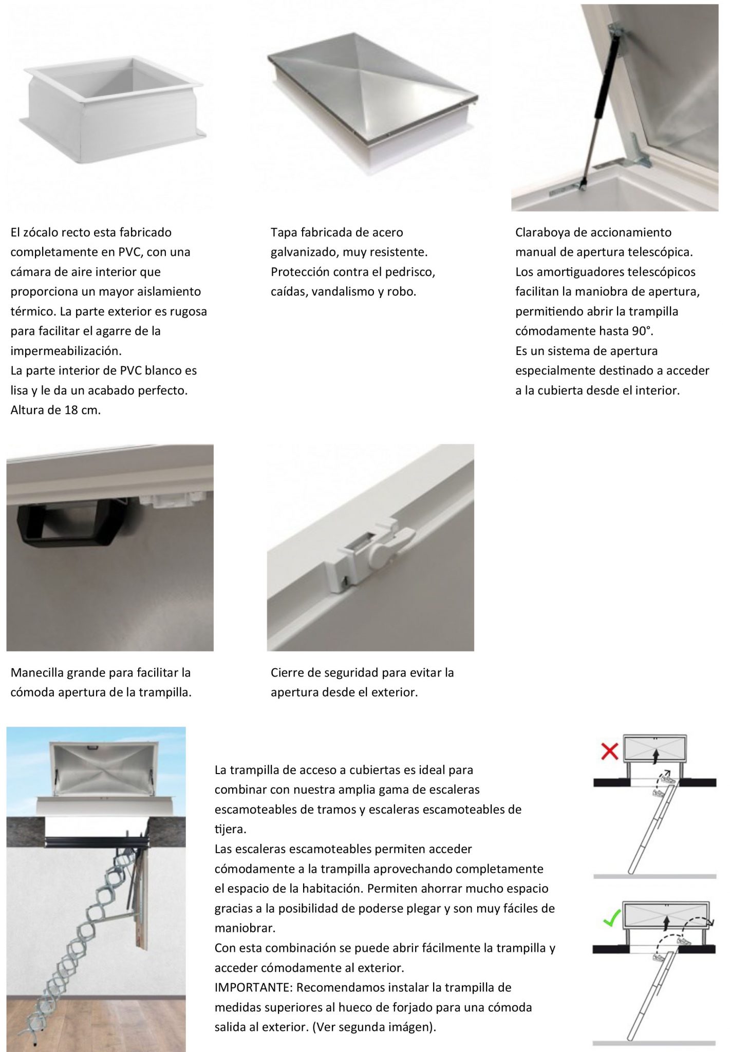 Trampilla para acceso a cubiertas - Puertas Calvente
